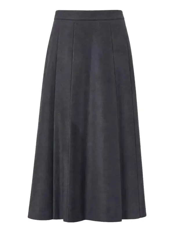 SLOWEAR Pleated Wool Midi A-line Skirt - Grey