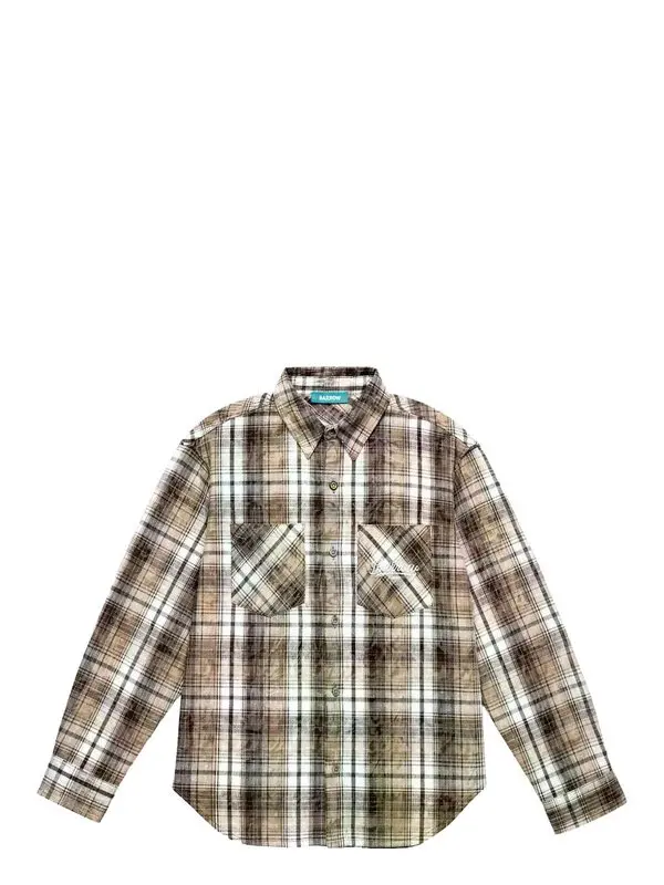 BARROW Check-print Logo-print Shirt - Neutrals