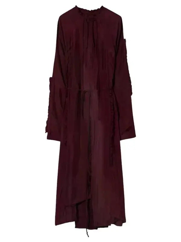Plan C Ruffled Belted Midi Dress - Red