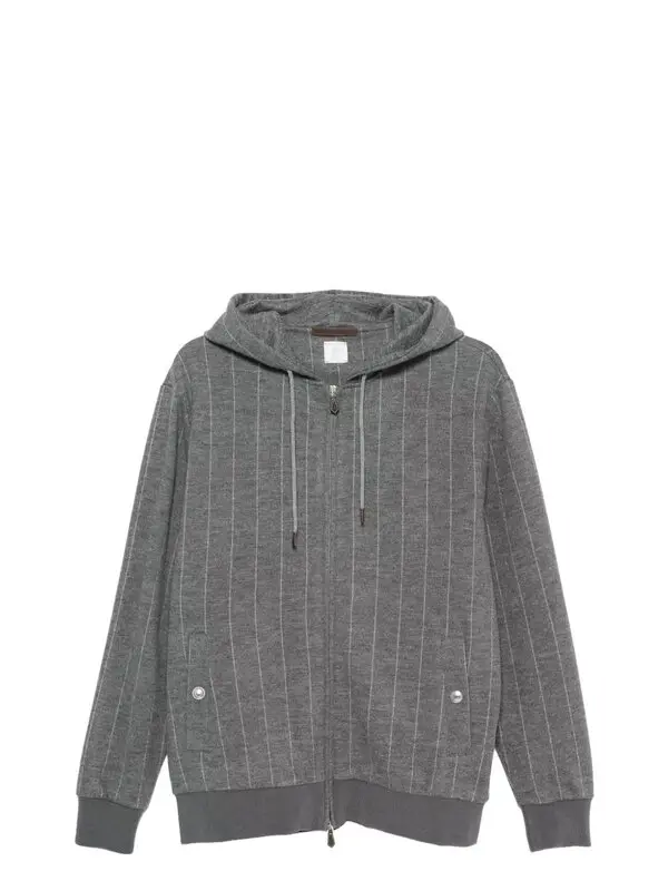Eleventy Pinstripe-pattern Zip-up Hoodie - Grey