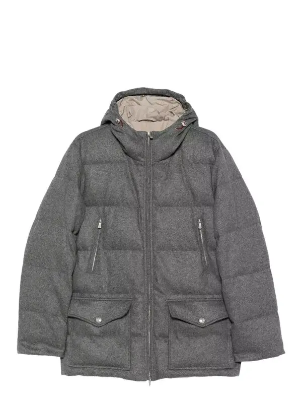 Eleventy Quilted Hooded Jacket - Grey