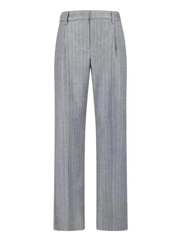 LARDINI Pinstripe-pattern Straight Trousers - Grey