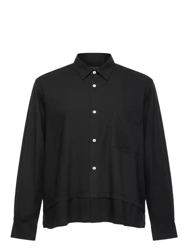 Comme Des Garçons Layered-hem Chest-pocket Shirt - Black