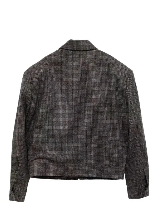 WILLY CHAVARRIA Check-pattern Embroidered-logo Shirt Jacket - Grey