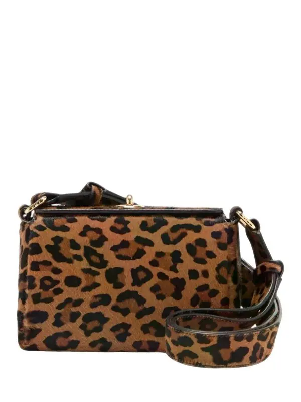 Plan C Mini Folded Leopard-print Leather Shoulder Bag - Brown