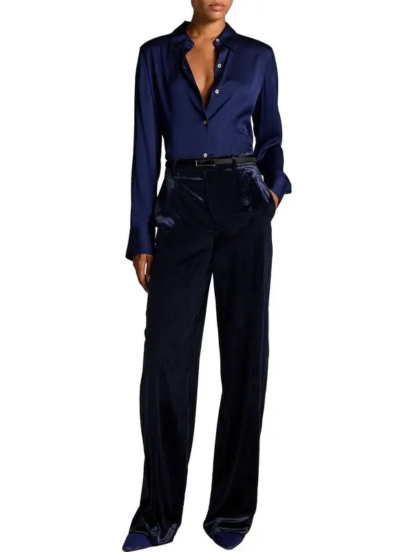 Vince Joan High-rise Velvet Pull-on Pant - Midnight