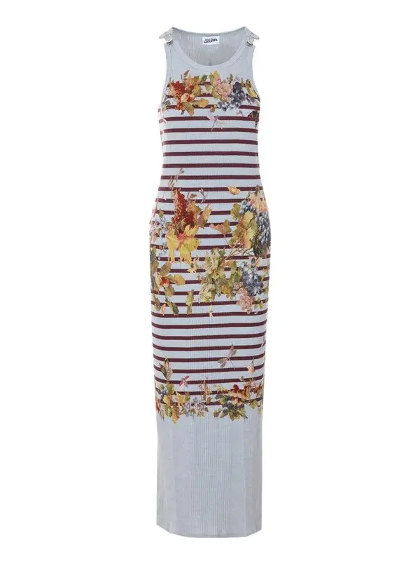 JEAN PAUL GAULTIER Mariniere Grape Printed Long Dress - Blue