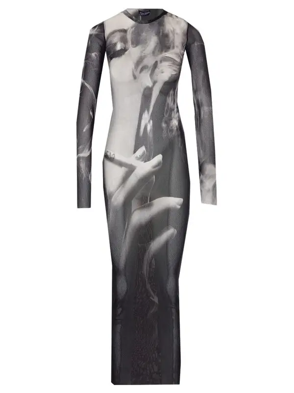 JEAN PAUL GAULTIER The Smoking Print Long Dress - Black
