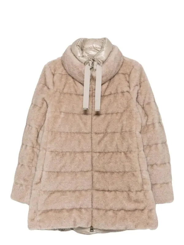 Herno Neutrals Coats Faux Fur Coats - Cream