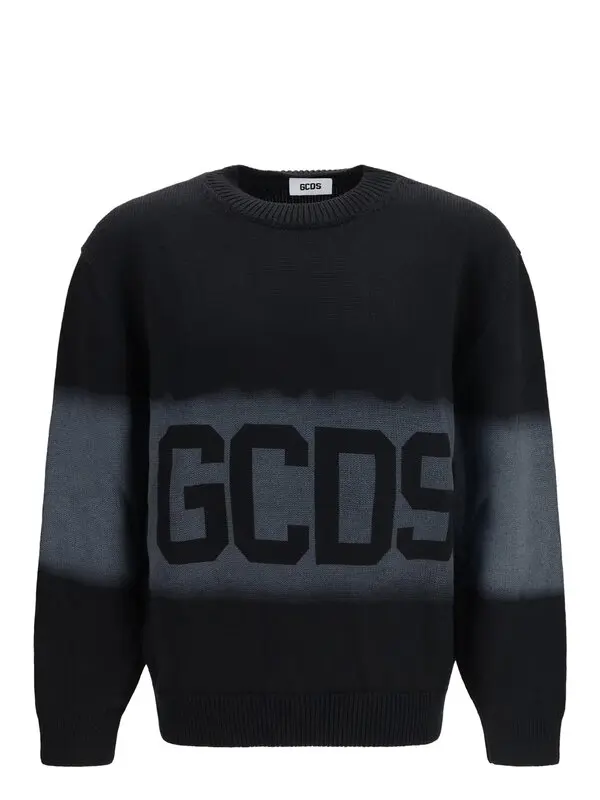 Gcds Logo Spray Crewneck Sweater - Black