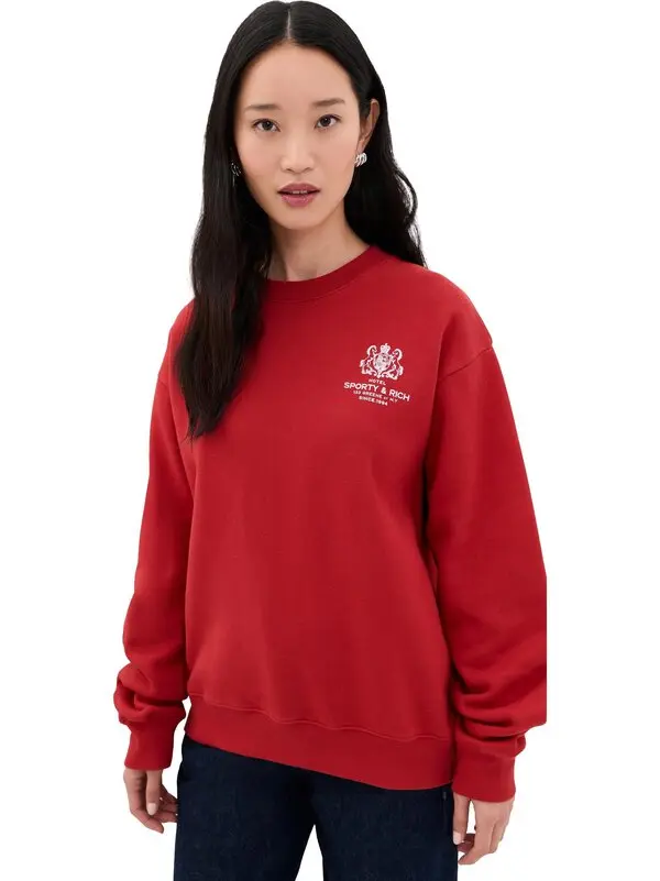 Sporty & Rich Emmett Sr Hotel Crewneck Sweatshirt - Ruby