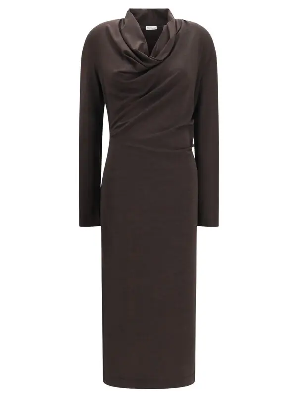 Brunello Cucinelli Draped Neck Midi Dress - No