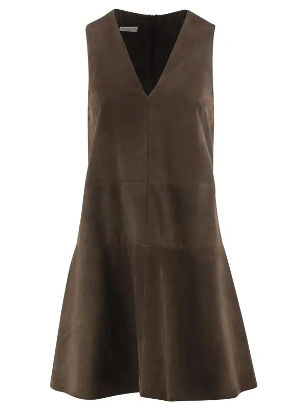 Brunello Cucinelli Suede Mini Dress - Black