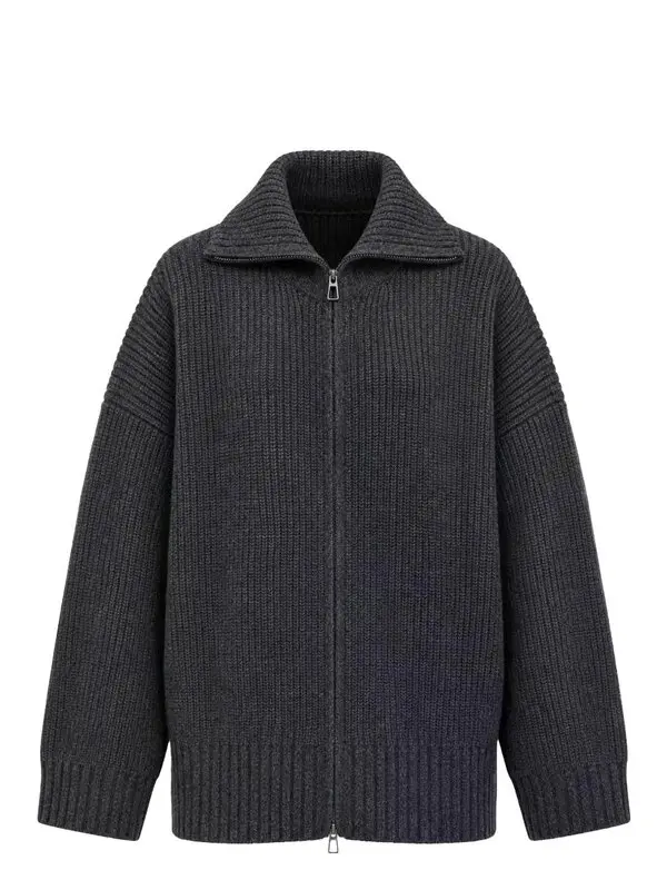 THE FRANKIE SHOP Veda Oversized Zip-up Cardigan Charcoal - Grey