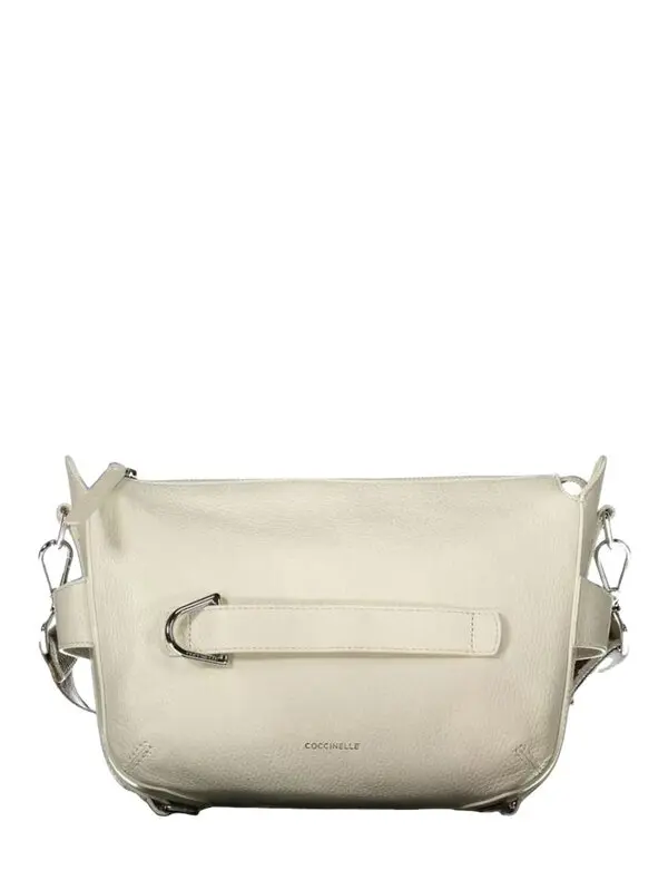 COCCINELLE Logo-strap Leather Clutch Bag - White