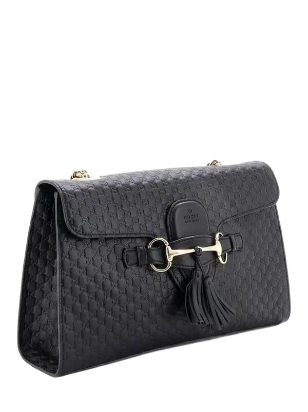 Gucci Emily Chain Flap Bag Microguccissima Leather Medium Shoulder Bag - Black