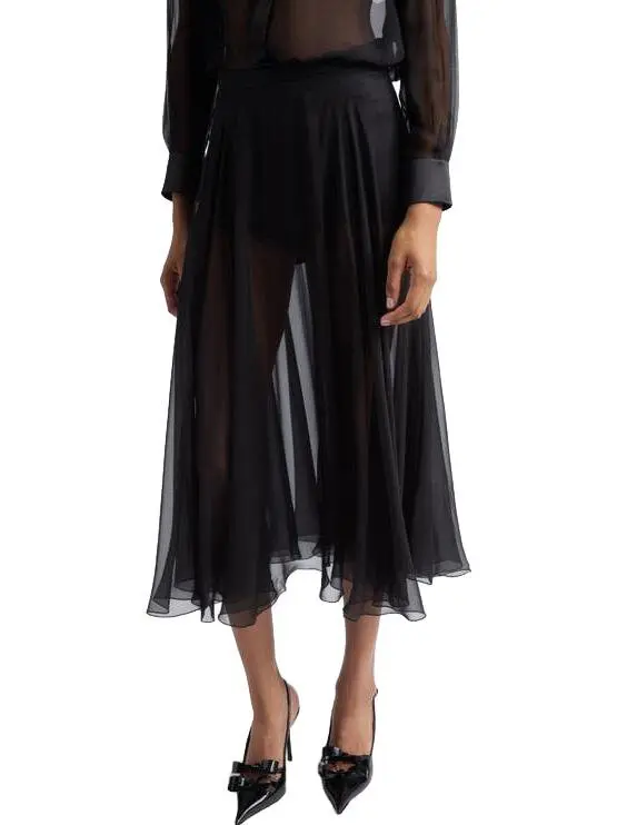 Dolce & Gabbana Silk Chiffon Midi Skirt - Black
