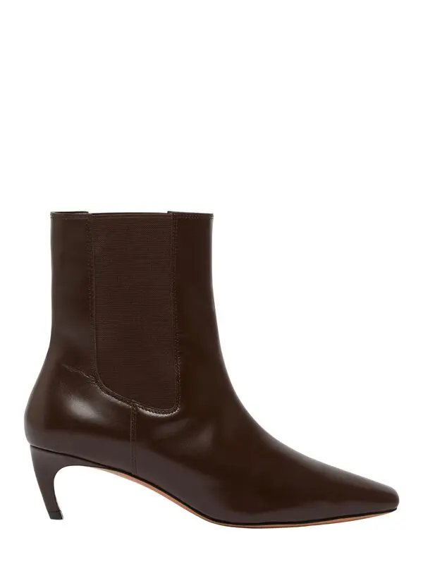 Marella Leather Heeled Ankle Boots - Brown