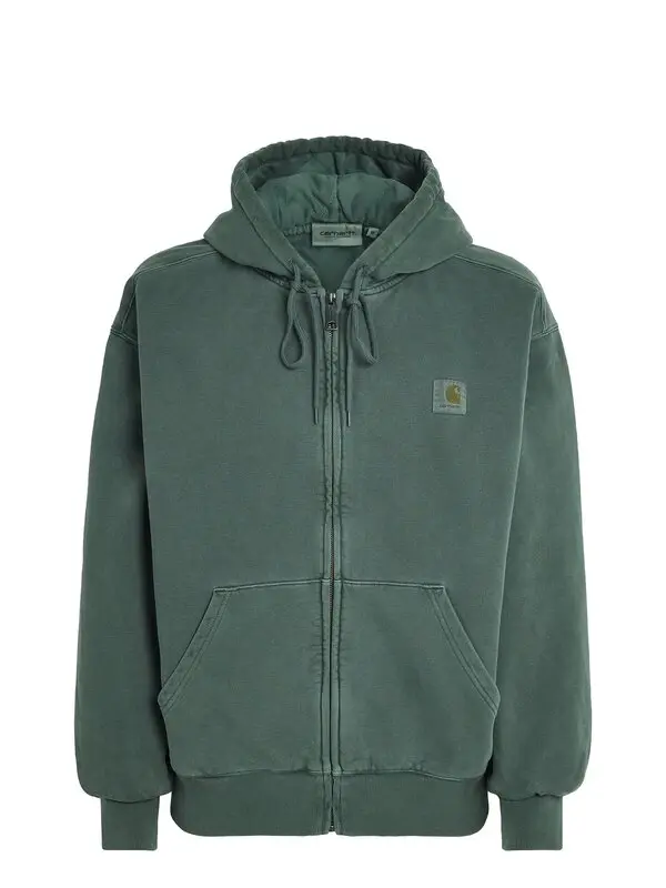 Carhartt Work In Progress Cotton Logo Vista Zip-up Hoodie - Grey