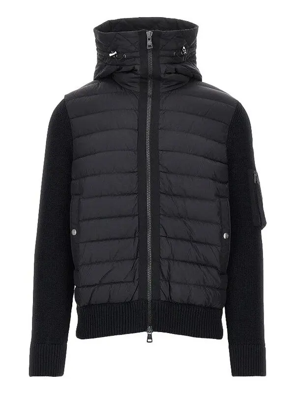 Moncler Padded Nylon And Wool Cardigan - Black