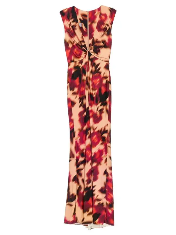 Amsale V-neck Printed Maxi Dress - Neutrals