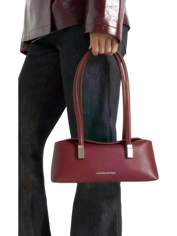 Manière De Voir Annelise In Wine- Pebbled-leather Bag - Red