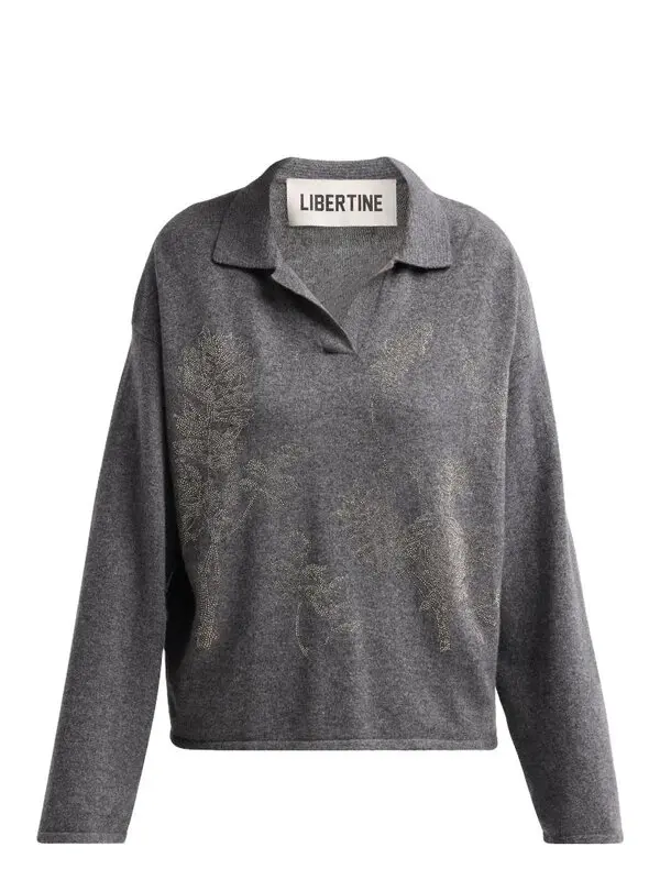 Libertine Botanical Diamante Tee Time Sweater - Grey