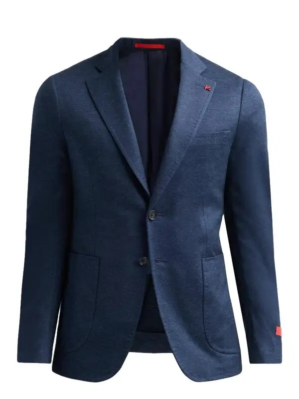 Isaia Cotton-jersey Single-breasted Blazer - Navy