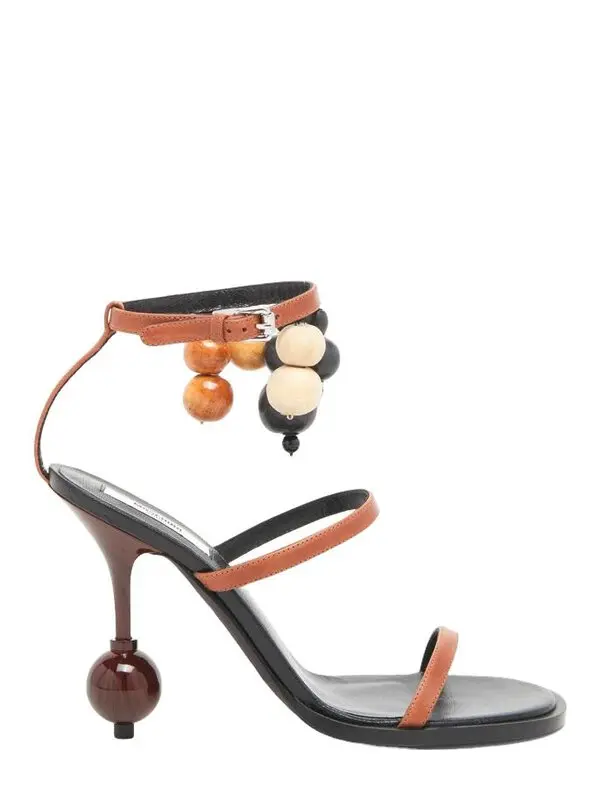 Moschino 100mm Beaded Leather Sandals - Hide