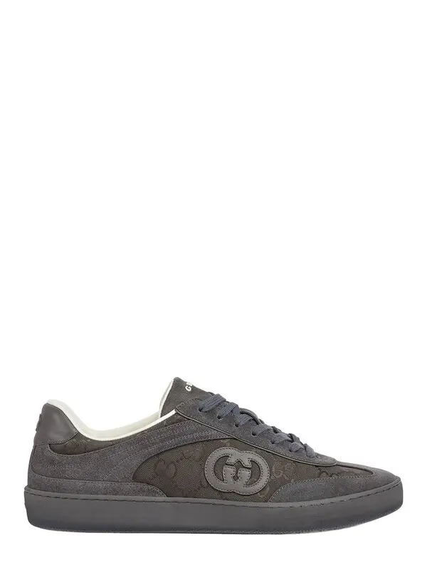 Gucci G74 Logo Canvas & Suede Sneakers - Grey