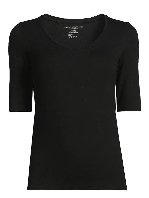 Majestic Filatures Soft Touch Scoopneck Top - Noir