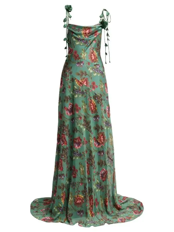 Cinq À Sept Fresco Floral Vionette Gown - Dark Ivory Multi