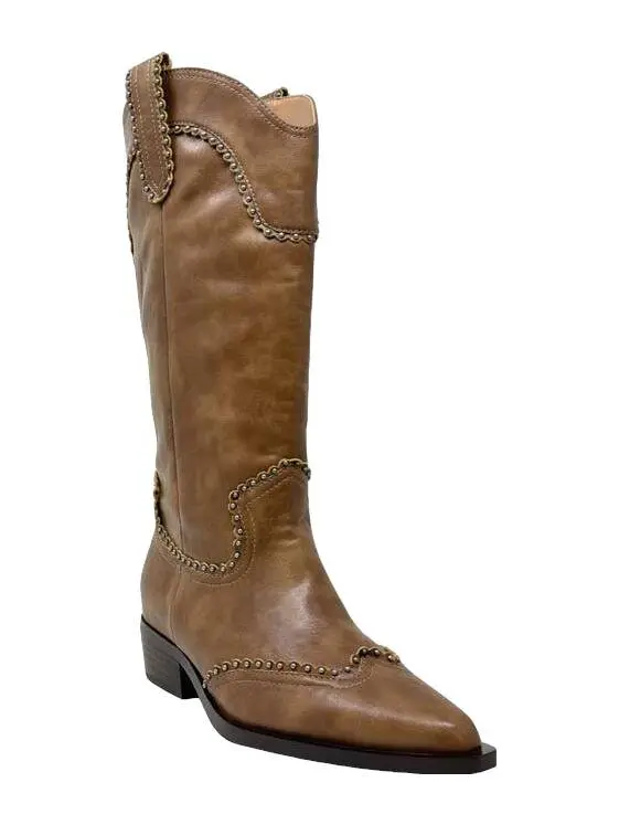 SHU SHOP Ventura Faux Leather Western Boot - Camel