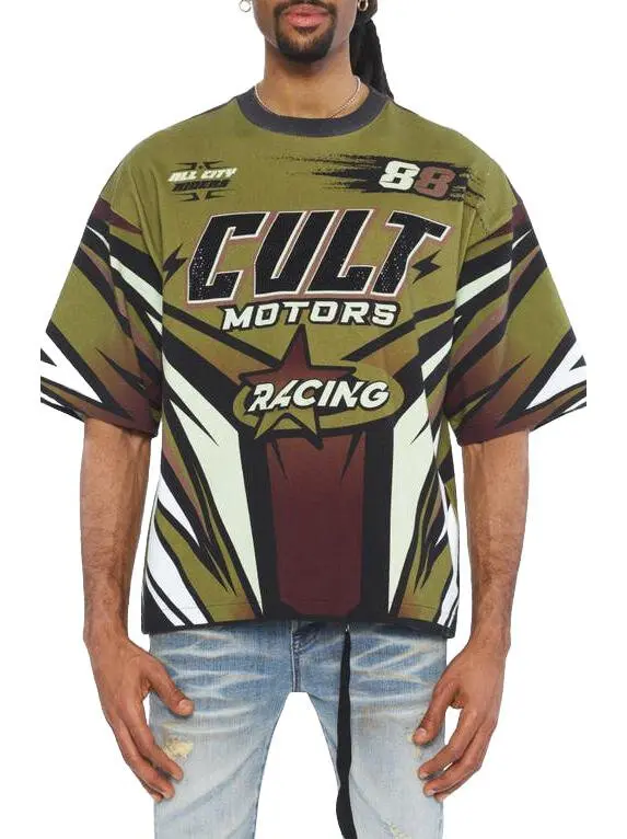 CULT OF INDIVIDUALITY Boxy Oversized Racing Graphic Top - Multi