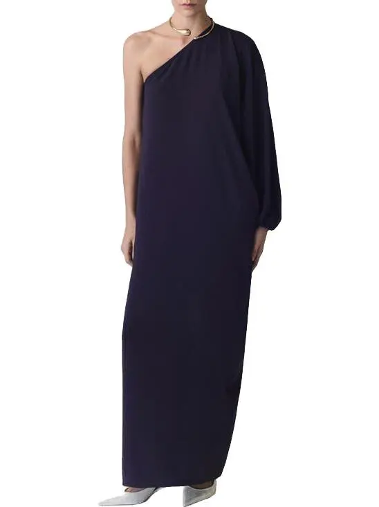 Mango Collar One-shoulder Maxi Dress - Blue