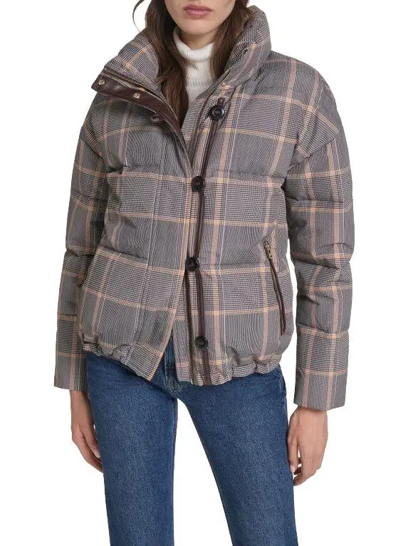 Cole Haan Plaid Down & Feather Fill Puffer Jacket - Multi