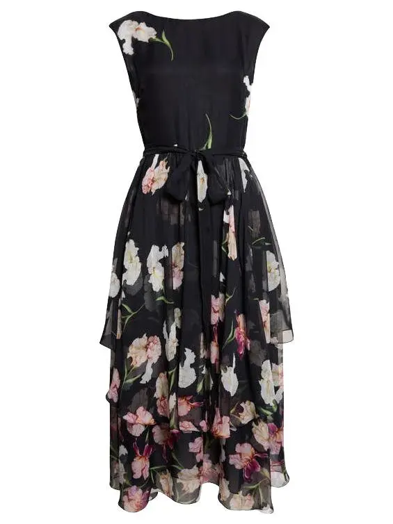 Oscar De La Renta Iris Dégradé Silk Midi Dress - Navy Multi