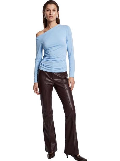 Koton Fitted Long Sleeve Crew Neck Asymmetric Top - Blue