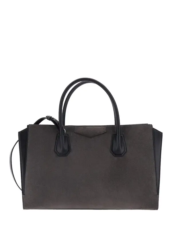 Givenchy Catchall Antigona Small' Grey Handbag With Logo Lettering On The Front In Suede For - Gray