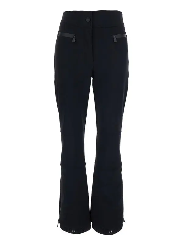 Moncler Ski Pants With Zip Pockets And Logo Patch On The Back In Tech Fabric For - Black