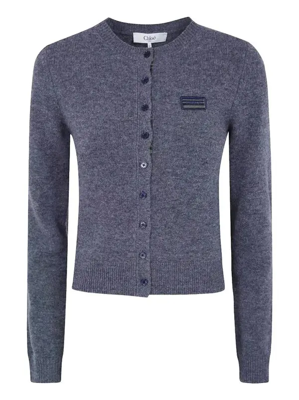 Chloé Logo-patch Button-up Cardigan - Grey