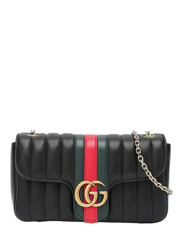 Gucci Jetset Gg Marmont Mini Nappa Leather Shoulder Bag - Black