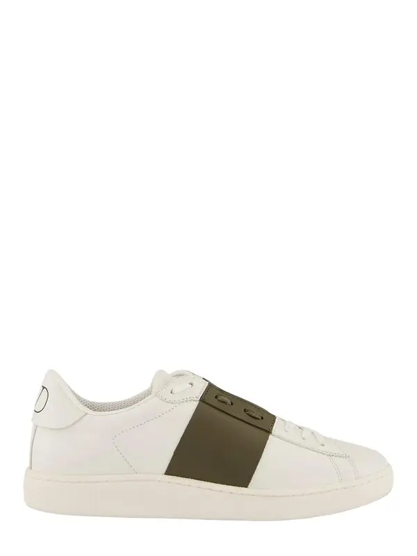 Valentino Garavani Open Royco Lace-up Sneaker In Calf Leather With Nappa Leather Band - Green