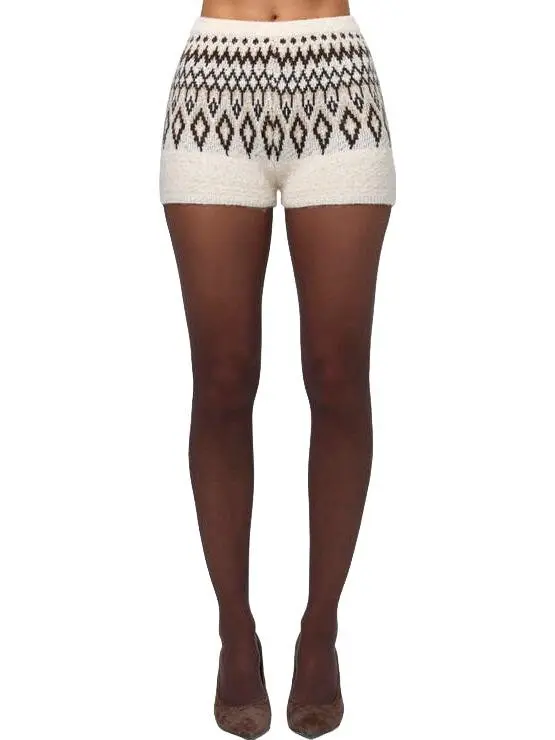 Naked Wardrobe Fair Isle Knit Hot Pants - Bone