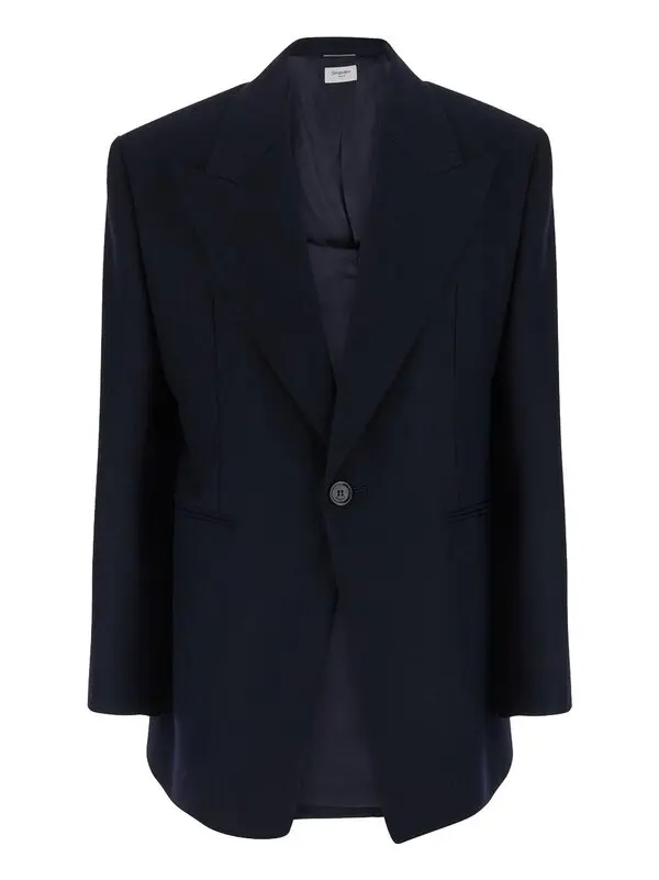 Saint Laurent Blue Single-breasted Jacket With Peak Revers In Wool For - Multicolor