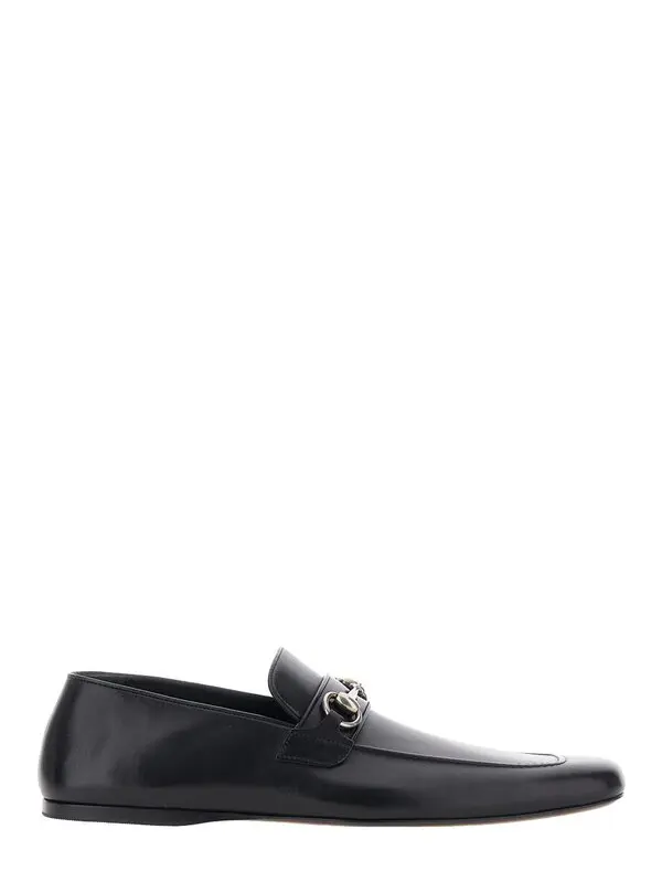 Gucci Black Loafers With Metal Horsebit On The Front In Leather For - Multicolor
