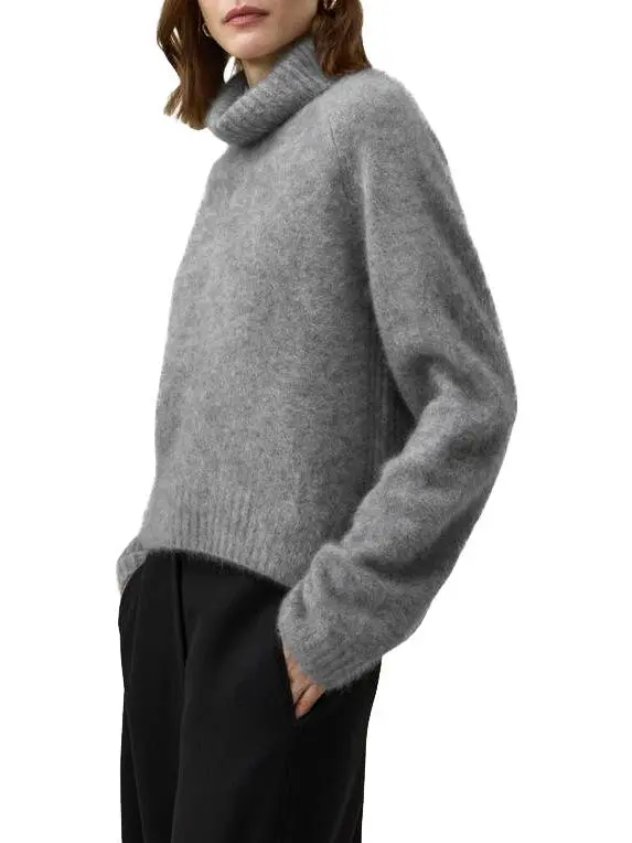 Lilysilk Brushed Cashmere Turtleneck Sweater - Medium Gray
