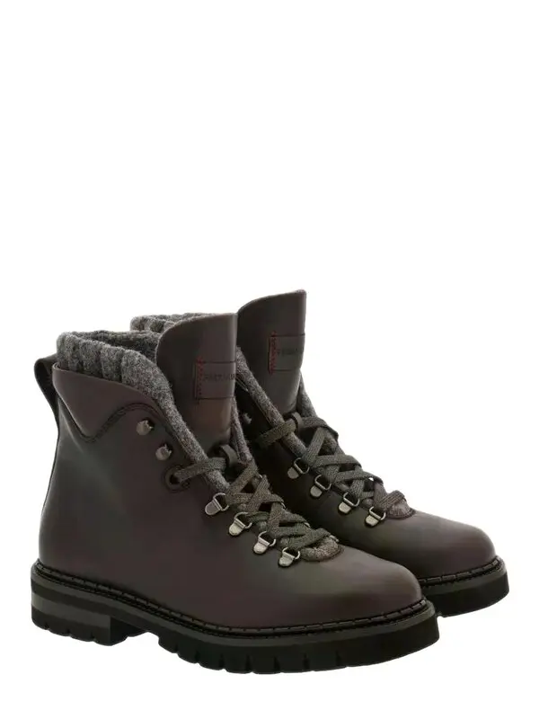 FERRAGAMO Wool-lined Utility Boots - Brown