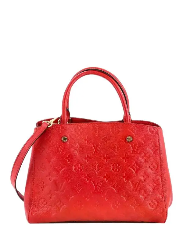 LOUIS VUITTON Montaigne Handbag Monogram Empreinte Leather Mm Satchel - Red