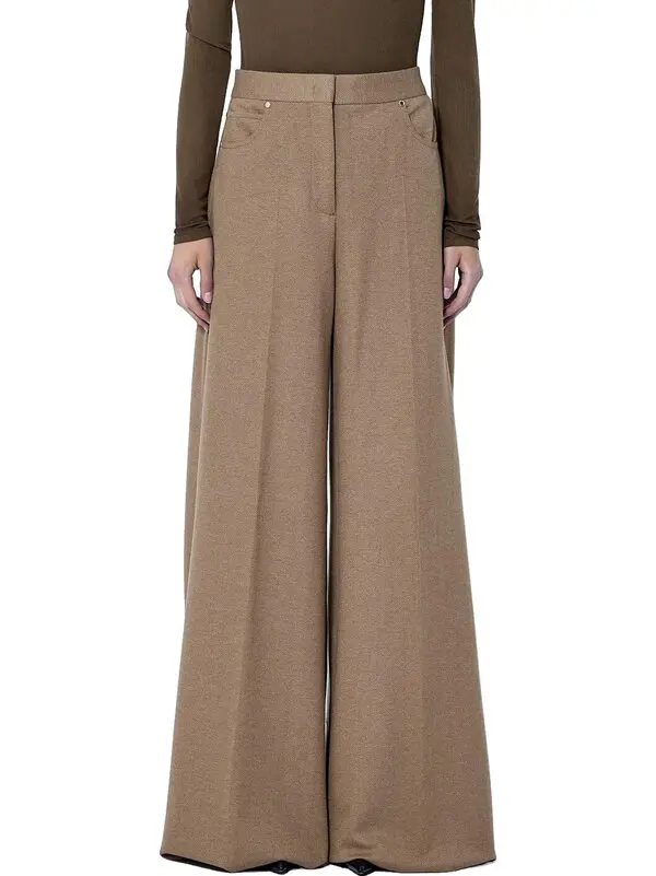 Max Mara Herringbone Wide-leg Trousers - Camel